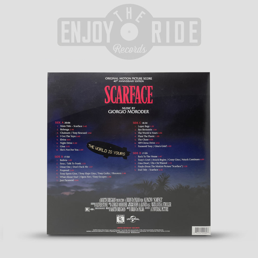 SCARFACE – 40th ANNIVERSARY ORIGINAL SCORE: LIMITED EDITION 2xLP (Dist ...